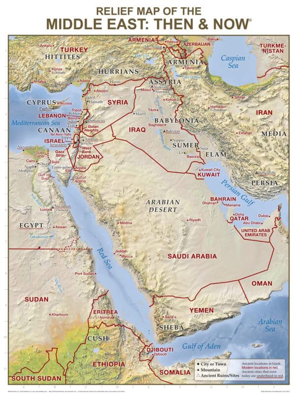 RELIEF MAP OF THE MIDDLE EAST: THEN AND NOW CHART